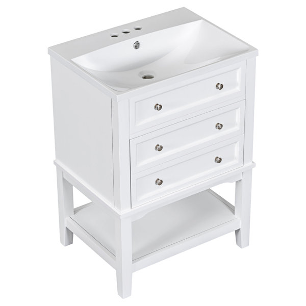 Winston Porter Meuble Lavabo Simple Autoportant De 24 Po Avec Plateau